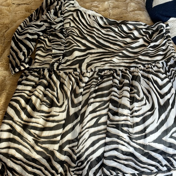 Express | Dresses | Zebra Print Dress One Side Sleeve | Poshmark